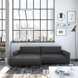 Musterring Ecksofa &raquo;LUCIA zeitlos, bequem, sch&ouml;ne Detailverarbeitung Breite 296cm, L-Form&laquo; schwarz Flachgewebe VALMONT (60% Baumwolle/40% Leinen);Leder PURO, 