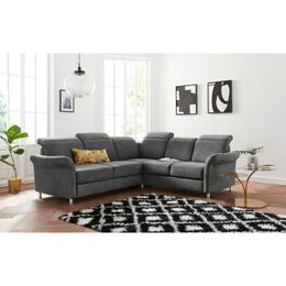 Sit & More sit&more Ecksofa &raquo;Darwin L-Form&laquo; inklusive Federkern, wahlweise mit Kopfteilverstellung, Schlaffunktion blau B/H/T: 249cm x 229cm, Luxus-Microfaser 