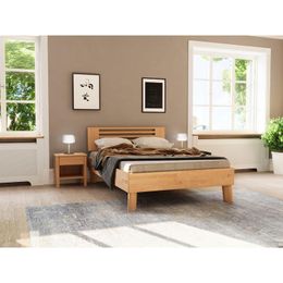 Home Affaire Massivholzbett &raquo;Chavot III&laquo; wahlweise in Kernbuche oder Wildeiche erh&auml;ltlich beige Liegefl&auml;che L&auml;nge B: 200cm x 140cm, H&ouml;he Bett: 77cm 