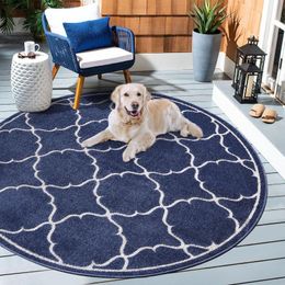 Sanat Teppich &raquo;Berlin, auch als L&auml;ufer und in Rund&laquo; rund 6 mm H&ouml;he In -und Outdoor geeignet, robust und pflegeleicht blau Kunstfaser &Oslash; 150cm 1 Stk., 6mm, &Oslash; 
