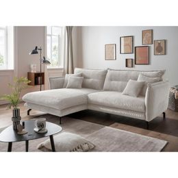 Home Affaire Ecksofa &raquo;Lazio modern und bequem, schmale Armlehnen, tolle Detailverarbeitung&laquo; zwei verschiedene Fu&szlig;farben w&auml;hlbar beige 93% Polyester, 7