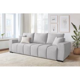 Home Affaire Schlafsofa &raquo;Bello, B: 239 cm, Liegefl. 142x194 cm&laquo; Schlaffunktion, Bettkasten & 2 Zierkissen, Federkern grau 100% Polyester B/H/T: 239cm,