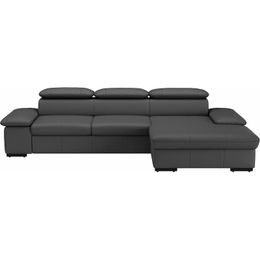 Sit & More sit&more Ecksofa &raquo;Alcudia L-Form&laquo; wahlweise mit Schlaffunktion schwarz B/H/T: 286cm x 73cm x 174cm, NaturLEDER , Recamiere rechts,mit 