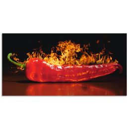 Artland Wandbild &raquo;Roter scharfer Chilipfeffer&laquo; Lebensmittel 1 Stk. tlg. als Alubild, Leinwandbild in verschied. Gr&ouml;&szlig;en rot B/H/T: 60cm x 30cm, Alu-Dibond-