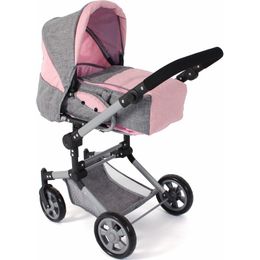 Bayer Chic 2000 CHIC2000 Kombi-Puppenwagen &raquo;Jara, Melange Rosa&laquo; zusammenklappbar grau Einheitsgr&ouml;&szlig;e Kombi-Puppenwagen