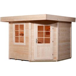 Weka Gartenhaus &raquo;Designhaus 213 Gr.1&laquo; beige Massivholz Fu&szlig;boden im Gartenhaus, ohne Dacheindeckung