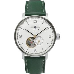 Zeppelin Herren Zeppelin Automatikuhr &raquo;LZ 129 Hindenburg&laquo; Armbanduhr, Herrenuhr, offene Unruh, Made in Germany gr&uuml;n Einheitsgr&ouml;&szlig;e