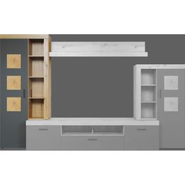 Home Affaire Stauraumvitrine &raquo;Ghent&laquo; Packung, 1 Stk. tlg. Mit Hirnholzapplikationen FSC -zertifizierter Holzwerkstoff Eiche, B/H/T: 87cm x 206cm x 