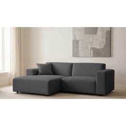 OTTO home Ecksofa &raquo;Naddine&laquo; B. 228 cm, L-Form, Strukturstoff M&eacute;lange-Effekt, Wellenunterfederung grau 100% Polyester B/H/T: 228cm x 75cm x 156cm, 
