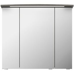 Badezimmerspiegelschrank &raquo;Serie 4010 Badezimmer-Spiegelschrank inkl. LED-Beleuchtung im Kranz&laquo; Badschrank 82 cm breit, 3 T&uuml;ren, 6 Glas-Einlegeb&ouml;den, 