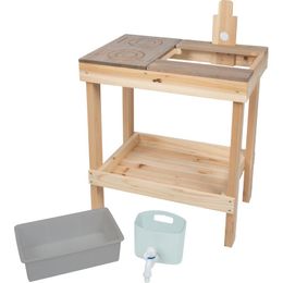 Small Foot Outdoor-Spielk&uuml;che &raquo;Matschk&uuml;che und Spieltisch&laquo; braun Holz Einheitsgr&ouml;&szlig;e