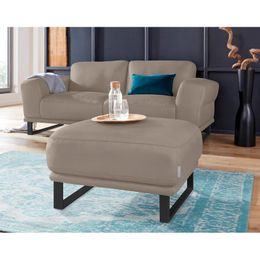 W.Schillig Hocker &raquo;montanaa&laquo; mit Metallkufen in Schwarz pulverbeschichtet, Breite 71 cm braun B/H/T: 71cm x 42cm x 71cm, Longlife Xtra-Leder Z59