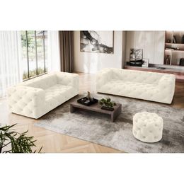 Home Affaire 2-Sitzer &raquo;FOLLINA&laquo; 2-Sitzer Sofa mit klassischer Chesterfield-Knopfheftung beige 100% Polyester B/H/T: 193cm x 71cm x 100cm, Samtvelours