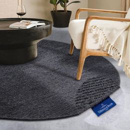 Villeroy & Boch Wollteppich &raquo;Francois&laquo; rund 7 mm H&ouml;he in rund, oval, L&auml;ufer, handgewebt, Wolle, Wohnzimmer, Schlafzimmer grau Wolle &Oslash; 160cm 1 Stk., 7mm, &Oslash; 160cm