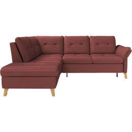 Sit & More sit&more Ecksofa &raquo;G&ouml;teborg&laquo; inkl. Sitztiefenverstellung, wahlweise mit Bettfunktion & Bettkasten rot B/H/T: 250cm x 90cm x 226cm, NaturLEDER Stoff, 