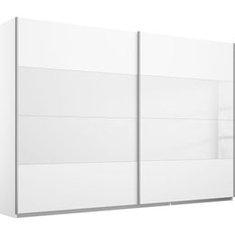 Rauch Schwebet&uuml;renschrank &raquo;Quadra Schlafzimmerschrank in vielen Breiten&laquo; Kleiderschrank Garderobenschrank Schrank mit Glaselementen wei&szlig; Holzwerkstoff