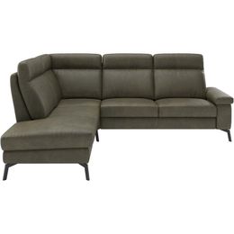 Home Affaire Ecksofa &raquo;Nalani, optionaler Sitzauszug, Breite: 252 cm&laquo; Komfortabler Federkernsitz, gro&szlig;z&uuml;gige Ecke, klappbare Armlehne 100% Leder B/H/T: