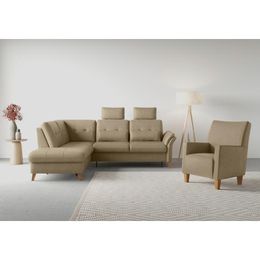 Sit & More sit&more Ecksofa &raquo;G&ouml;teborg&laquo; inkl. Sitztiefenverstellung, wahlweise mit Bettfunktion & Bettkasten beige B/H/T: 250cm x 90cm x 226cm, Luxus-Microfaser, 