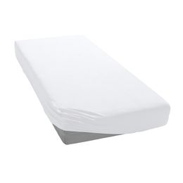 Elegante Spannbettlaken &raquo;Mako-Jersey&laquo; in hochwertiger Qualit&auml;t mit Elasthan-Anteil wei&szlig; Mako-Jersey, Obermaterial: 97% Baumwolle, 3% Elasthan 1 Stk., Mako-