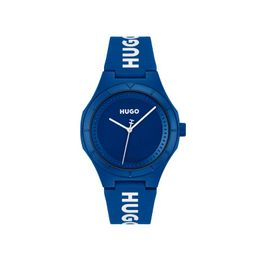 Hugo Herren Hugo Quarzuhr &raquo;#LIT&laquo; Armbanduhr, Herrenuhr, Silikonarmband, analog blau Einheitsgr&ouml;&szlig;e