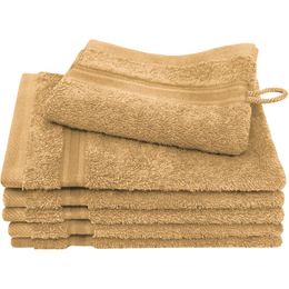 Dyckhoff Waschhandschuh &raquo;Siena&laquo; mit Bord&uuml;re braun Frottier B/L: 16cm x 21cm
