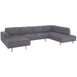 Home Affaire Wohnlandschaft &raquo;Lasse U-Form&laquo; im scandinavischem Stil mit Holzf&uuml;&szlig;en grau Filzoptik (100% Polyester);Luxus-Microfaser (100% Polyester);