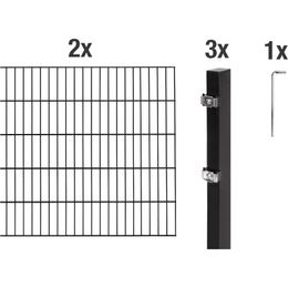 Alberts Doppelstabmattenzaun &raquo;Grundset&laquo; H&ouml;he: 80-200 cm, Gesamtl&auml;nge: 4-30 m, zum Einbetonieren Stahl H/L: 80cm x 4m