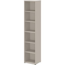 FMD Aktenregal &raquo;Calvi&laquo; in 2 H&ouml;hen, viel Staur., verstellb. B&ouml;den, erweiterbar, Breite: 47 cm beige Holzwerkstoff B/H/T: 47cm x 221,5cm x 40cm, 6 Stk.