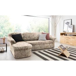 DOMO collection Ecksofa &raquo;Pegnitz, elegante R&uuml;ckensteppung, kompakte Stellma&szlig;e 238/141cm, L-Form&laquo; wahlweise mit Bettfunktion braun 100% Polyester B/H/T