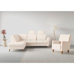 Sit & More sit&more Ecksofa &raquo;G&ouml;teborg&laquo; inkl. Sitztiefenverstellung, wahlweise mit Bettfunktion & Bettkasten beige B/H/T: 250cm x 90cm x 226cm, Luxus-Microfaser 
