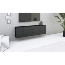 borchardt M&ouml;bel borchardt M&ouml;bel Sideboard &raquo;Sophia, H&auml;ngeschrank mit 3 T&uuml;ren, 3 Schubk&auml;sten, Breite 190 cm&laquo; Breite 190 cm, zur Wandmontage schwarz Holzwerkstoff B/H/T: