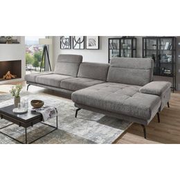 Die PlanBar Ecksofa &raquo;MP-IN20126 L-Form mit Kaltschaum-Polsterung&laquo; mit Kopfteilverstellung, optional Sitztiefen- & Armteilverstellung grau 100% 