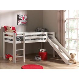 Vipack Hochbett &raquo;Pino, inkl. Rolllattenrost, Leiter, Rutsche und Absturzschutz&laquo; B/H/T ca. 210x114x218cm, Kiefer massiv, stabil und standfest, in 
