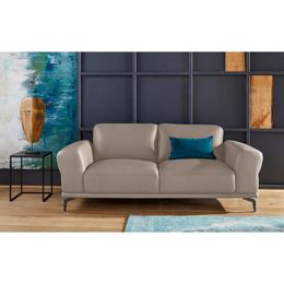W.Schillig 2-Sitzer &raquo;montanaa elegant & edel, Federkernunterfederung&laquo; mit Metallf&uuml;&szlig;en in Schwarz pulverbeschichtet, Breite 192 cm braun B/H/T: 192cm x
