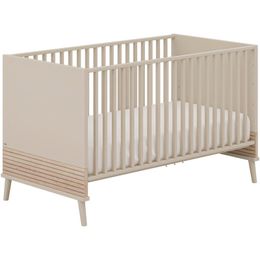 Paidi Babybett &raquo;EEFJE 70x140cm in Beige, umbaubares Kinderbett mit Massivholz&laquo; Gitterbett 4-fach h&ouml;henverstellbar, entnehmbare Sprossen, Juniorbett 