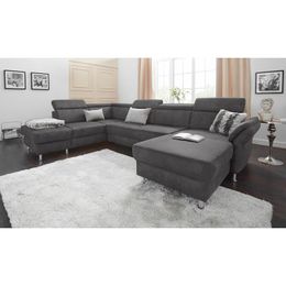 Sit & More sit&more Wohnlandschaft &raquo;Avignon U-Form&laquo; optional Schlaffunktion & Stauraum, inklusive Kopfteilverstellung grau Flachgewebe (90% Polyester, 10% 