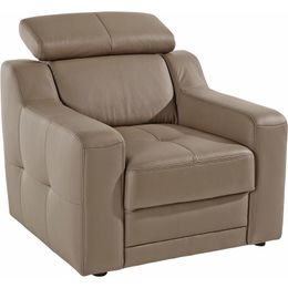 exxpo - sofa fashion Sessel &raquo;Lotos, Loungesessel&laquo; mit Kopf- bzw. R&uuml;ckenteilverstellung braun Kunstleder SOFTLUX NaturLEDER Madras, B/H/T: 95cm x 92cm 