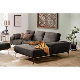 W.Schillig Ecksofa &raquo;run, Designsofa mit tollem Sitzkomfort, bequem, L-Form&laquo; mit Holzsockel, F&uuml;&szlig;e in Bronze pulverbeschichtet, Breite 279 cm grau 