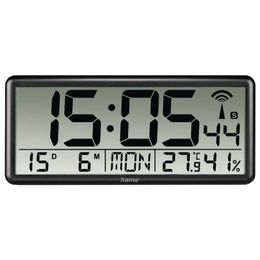 Hama Funkwanduhr &raquo;Funkwandhuhr Wanduhr Jumbo DFC Digital extragro&szlig;e Anzeige&laquo; Kalender Temperatur schwarz Funkuhr