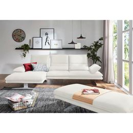 W.Schillig Ecksofa &raquo;broadway, Designsofa mit tollem Sitzkomfort&laquo; Sitztiefenverstellung, Kopfteil- & Seitenteilverstellung, Breite 291cm wei&szlig; Longlife 