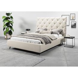 Home Affaire Polsterbett &raquo;Maxime, in 4 Breiten bis 200cm, auch in Leder&laquo; Kopfteilh&ouml;he 143 cm, belastbar bis 280 kg, auch in &Uuml;berl&auml;nge 220cm beige 96% 