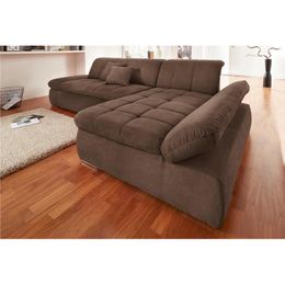 DOMO collection Ecksofa &raquo;NMORIC XXL, 300x172x80cm, viel Platz, bequem, L-Form&laquo; wahlweise mit Bettfunktion und Armlehnverstellung braun Chenille (85% 