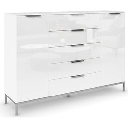 Rauch Schubkastenkommode &raquo;Kommode T&uuml;rkommode Sideboard Kombikommode FLIPP mit Glasfront&laquo; Breite 160/180 cm mit 4 Einlegeb&ouml;den, 2-trg mit 5 Schubladen 