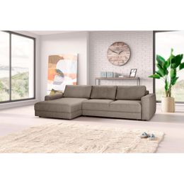 Trendmanufaktur Ecksofa &raquo;Bourbon II, mit extratiefer Sitzfl&auml;che und extrabreiter Recamiere&laquo; elegant und zeitlos, mit hohem Sitzkomfort, L-Form grau 