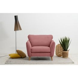 OTTO home Sessel &raquo;MARSEILLE&laquo; Massivholzbeine Eiche, Landhausstil, Wellenunterfederung rosa 100% Polyester Cord, B/H/T: 103cm x 88cm x 90cm