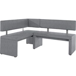 OTTO home Eckbank &raquo;Charissa&laquo; in 3 Gr&ouml;&szlig;en, verschiedene Qualit&auml;ten grau Holzwerkstoff, Massivholz B/H/T: 170cm x 90cm x 140cm, Strukturstoff, langer 