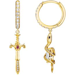 Thomas Sabo Damen Thomas Sabo Paar Creolen &raquo;mit Anh&auml;nger Tempting Romance, Schlangen/Schwert-Design&laquo; mit Zirkonia (synth.), Saphir (synth.) bunt 