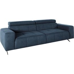 DOMO collection 2-Sitzer &raquo;Trento, mit Kufenfu&szlig; oder Einzelfu&szlig;&laquo; whlw. verstellbare Kopfteile, passend f&uuml;r g&auml;ngige Saugroboter blau 100% Polyester B/H/T