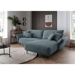 Home Affaire Ecksofa &raquo;Lazio modern und bequem, schmale Armlehnen, tolle Detailverarbeitung&laquo; zwei verschiedene Fu&szlig;farben w&auml;hlbar blau 93% Polyester, 7%