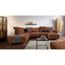 Home Affaire Wohnlandschaft &raquo;Manhattan U-Form&laquo; 2 Sitze mit elektrischer Relaxfunktion, verstellbare Armlehnen braun Luxus Microfaser2 (90% Polyester, 